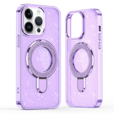 iPhone 13 Pro Glitter Ring Holder MagSafe Phone Case - Purple