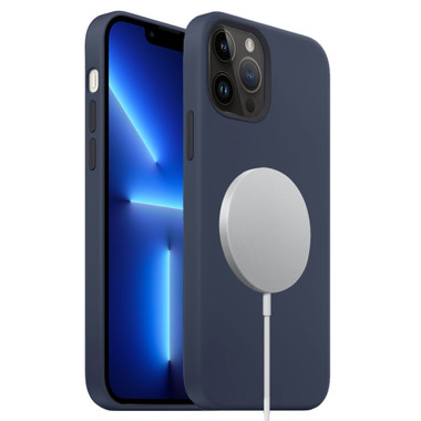iPhone 13 Pro Liquid Silicone Full Coverage MagSafe Phone Case - Navy Blue