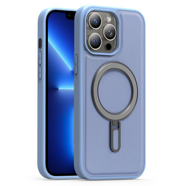 iPhone 13 Pro Silver Shield MagSafe Holder Shockproof Phone Case - Blue
