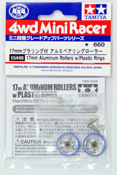 Tamiya 15449 Mini 4WD 17mm Alum Rollers with Plastic Rings - Plaza Japan
