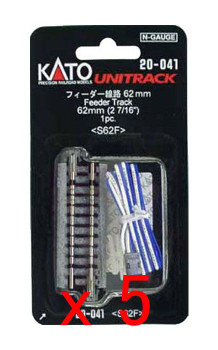 5x Kato 20-041 Feeder Track 62mm (2 7/16') S62F (1pc.) (N scale)
