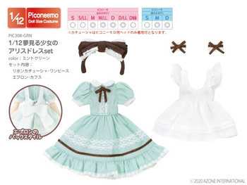 Azone PIC308-GRN 1/12 Picco Neemo Dream Girl Alice Dress Set (Mint Green)