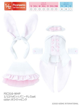 Azone PIC316-WHP 1/12 Picco Neemo Happy Bunny Dress Set (White & Pink)
