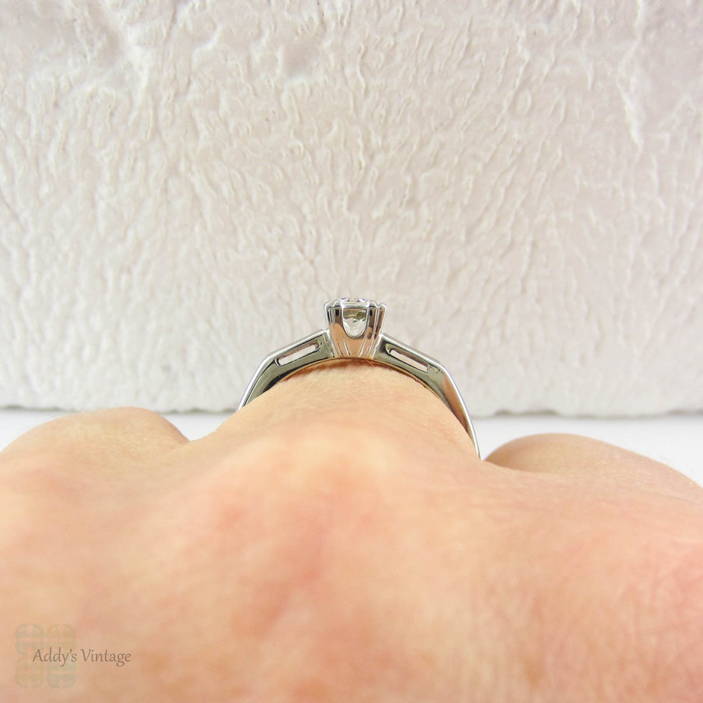 Vintage Diamond Solitaire Engagement Ring, Old European Cut Diamond in ...