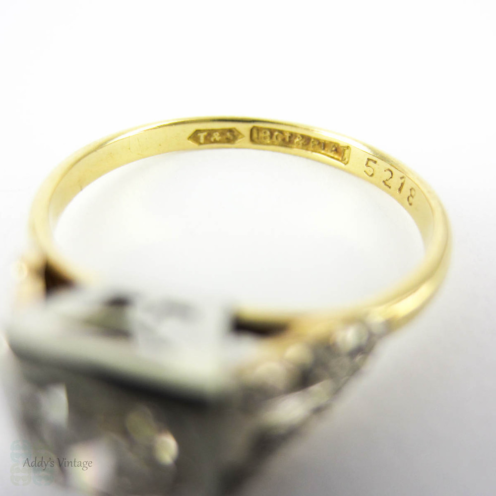 Art Deco Engagement Ring, Early Round Brilliant Cut Diamond in Square ...
