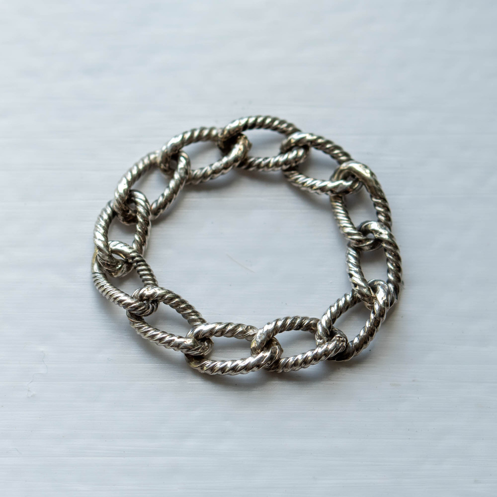 Sterling Silver Chain Ring, Vintage Ridge & Knot Chain Link Conversion ...