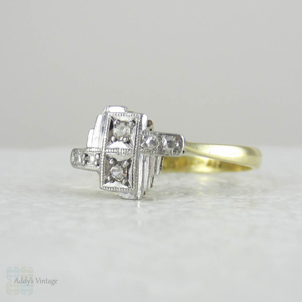 1930s Art Deco Geometric Diamond Twist Ring, Bold Art Deco Style ...