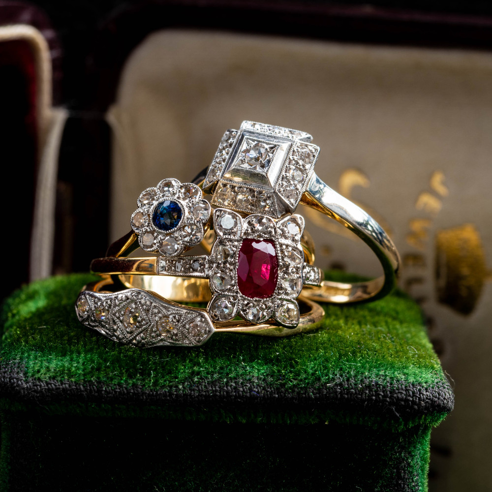 Ruby & Diamond Engagement Ring, Antique Edwardian 18ct Gold & Platinum ...