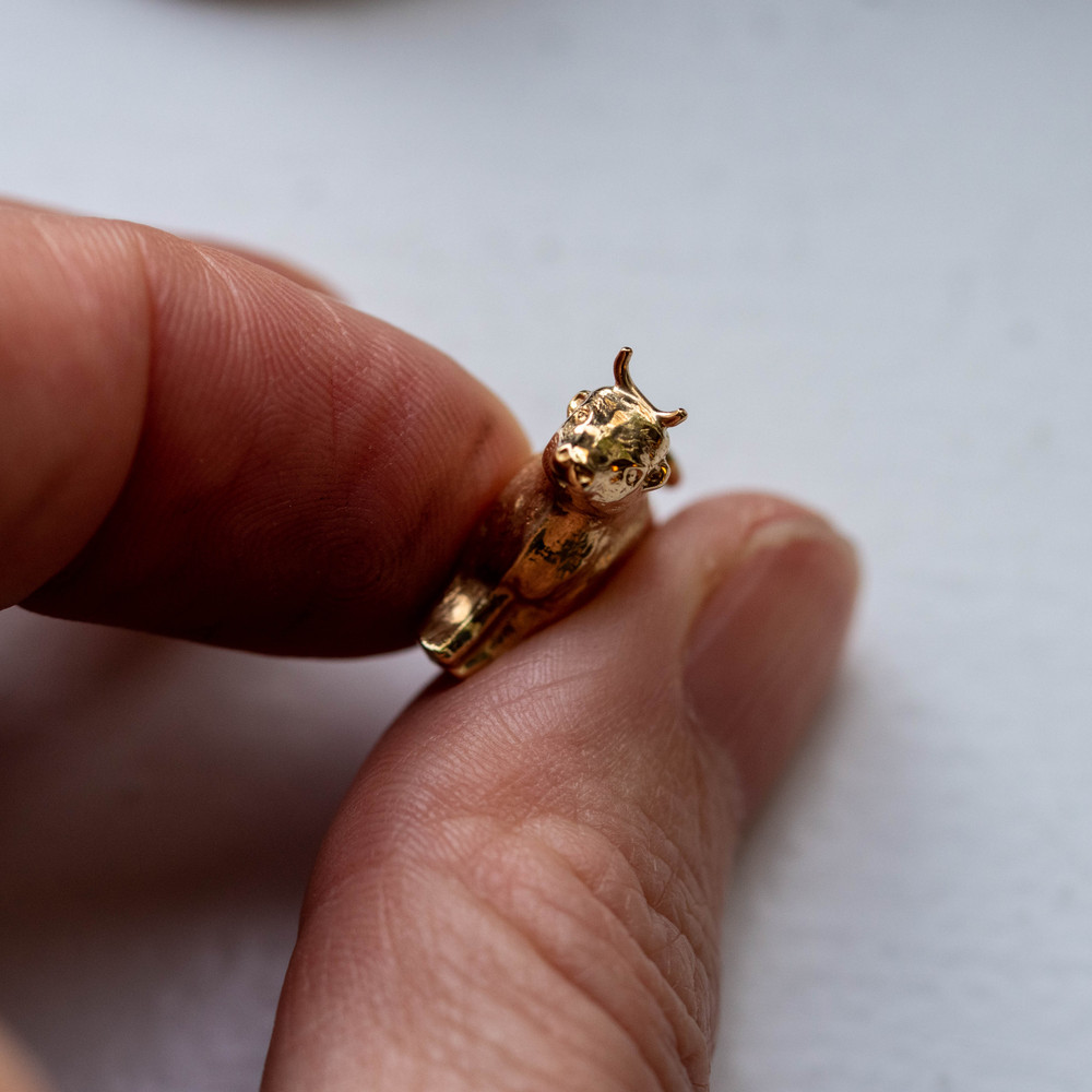 Vintage 9ct Gold Cow Charm, 1960s. - Addy's Vintage