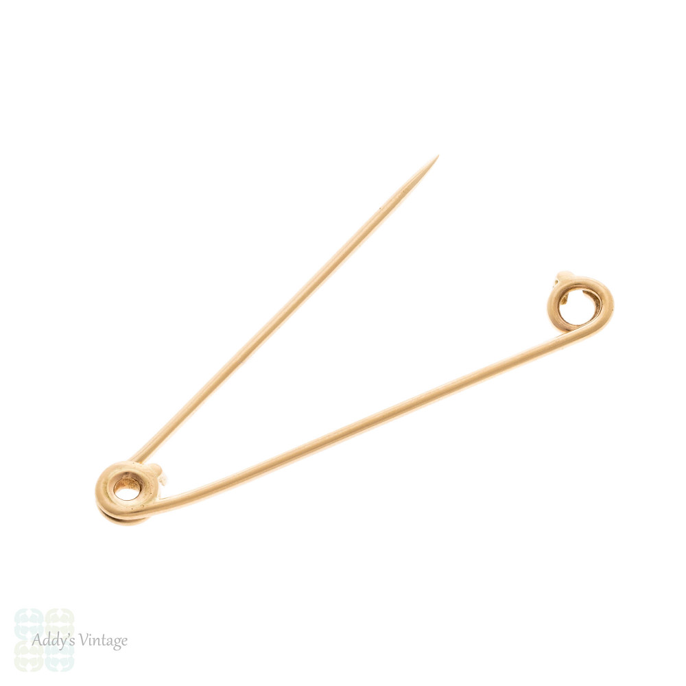 Antique 9ct Rose Gold Safety Pin, Small Sprung Stock Pin or Brooch ...