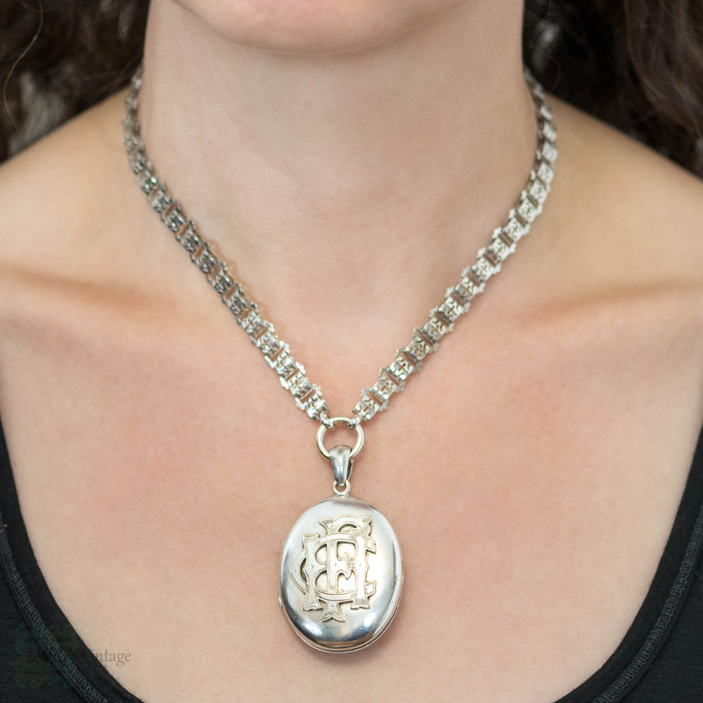 Oversized Antique Victorian Faith Hope Charity Silver Plated Locket ...
