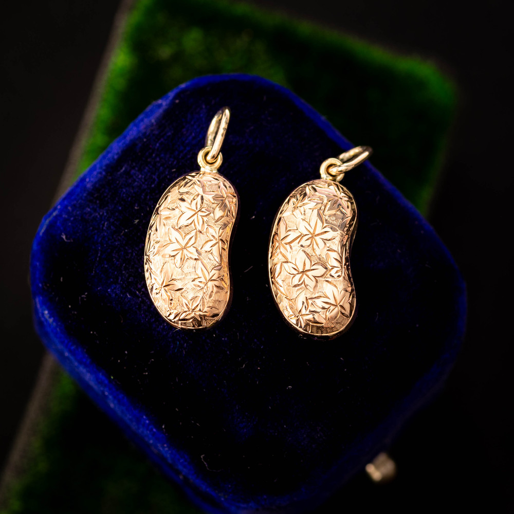 Antique 9ct Gold Lucky Bean Charm, Chester 1906 Hallmark. Bean 2 ...