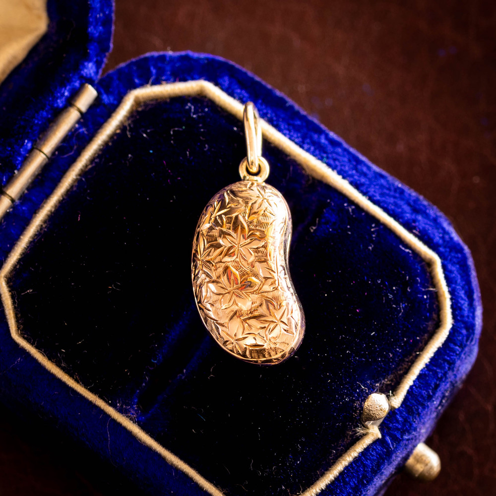 Antique 9ct Gold Lucky Bean Charm, Chester 1906 Hallmark. Bean 2 ...