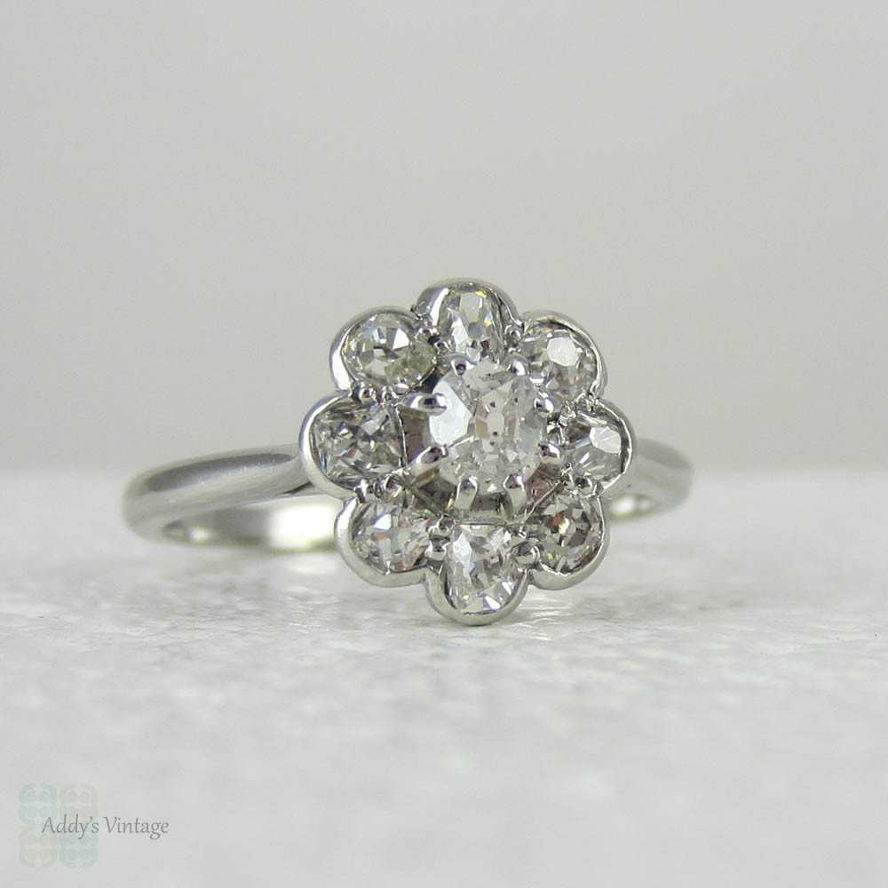 Antique Engagement Ring, Old Mine Cut Diamonds in Platinum. Daisy ...