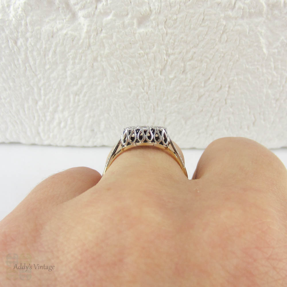 Vintage Trilogy Diamond Engagement Ring, Three Stone Diamond Ring in 18 ...