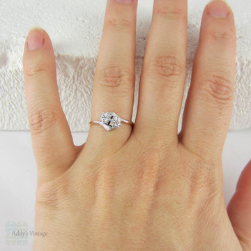 Lovely Art Deco Diamond Engagement Ring, Two Stone Bypass Twist Design ...