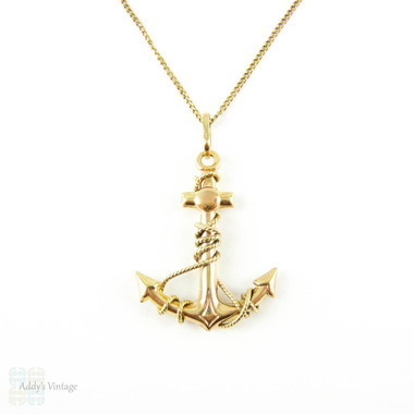 Vintage 9ct Gold Anchor Pendant, Large Victorian Style Fouled Anchor ...
