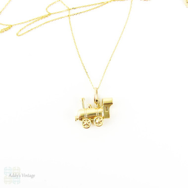 Vintage 9ct Train Charm, Circa 1960s 9k Yellow Gold Steam Locomotive ...