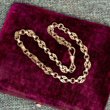 Antique Victorian Sterling Silver Fancy Link Chain, 36 cm / 14 inches ...