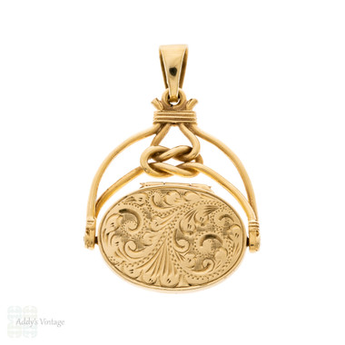 Vintage 9ct Swivel Locket, Love Knot & Ornate Engraved Design. - Addy's ...