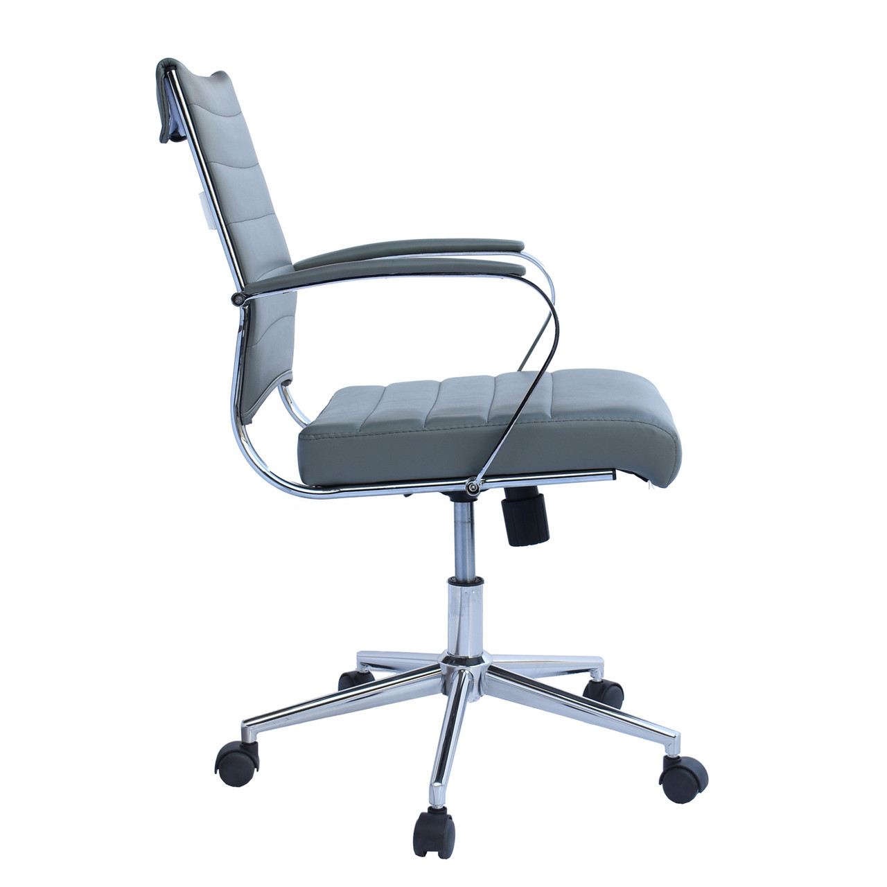 Set of 2, Mid Back Ribbed With Arms Leather Office Chair - 2xhome ...