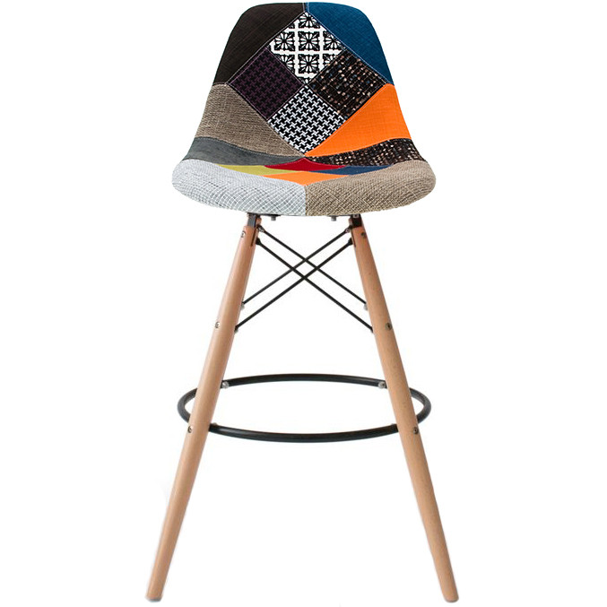 EIFFEL Natural Wooden Leg Patchwork Bar Stool 26" or 29" Seat Height - 2xhome - Modern and ...