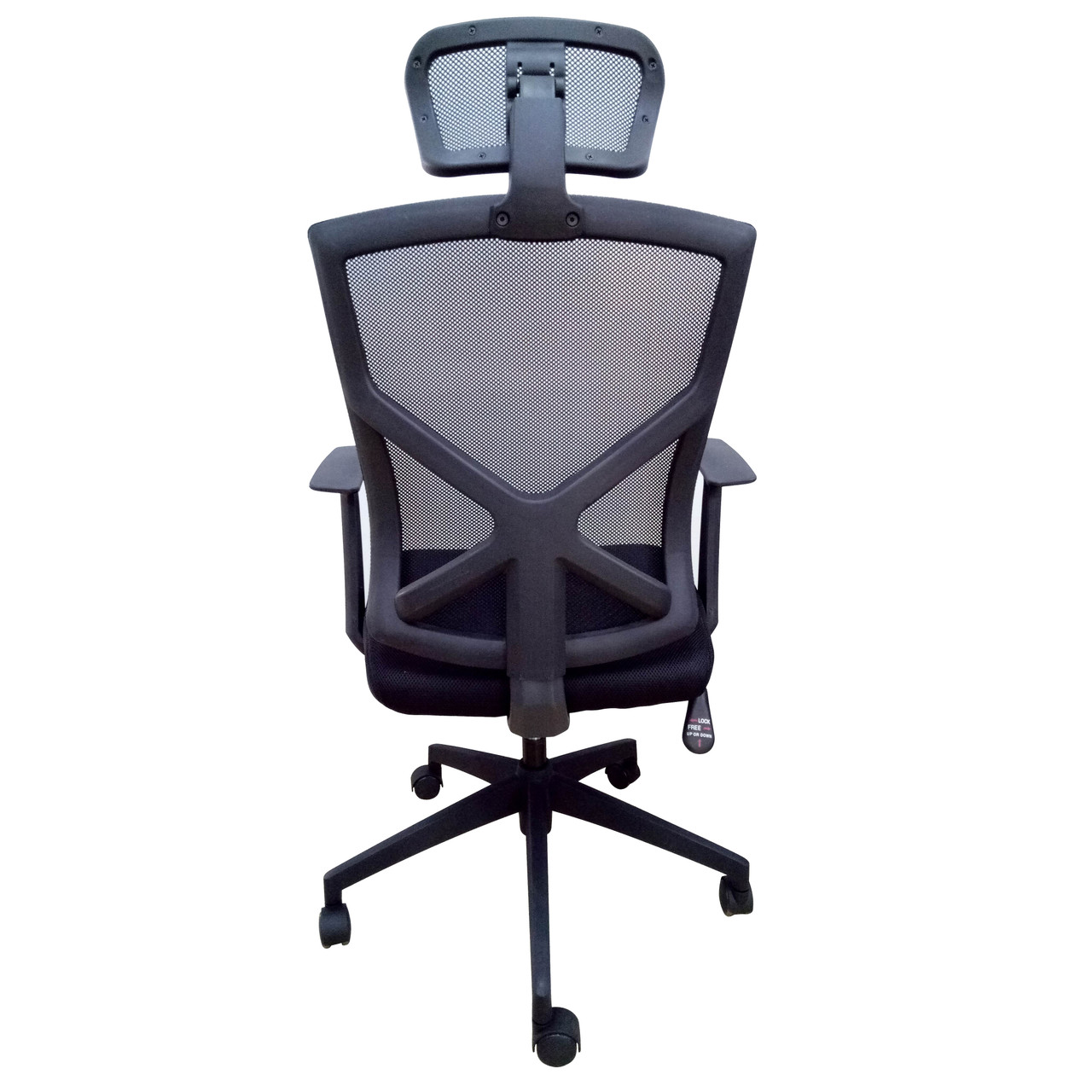 High Back Black Office Mesh Flip Up Arm Chair with Chrome Plated Nylon ...
