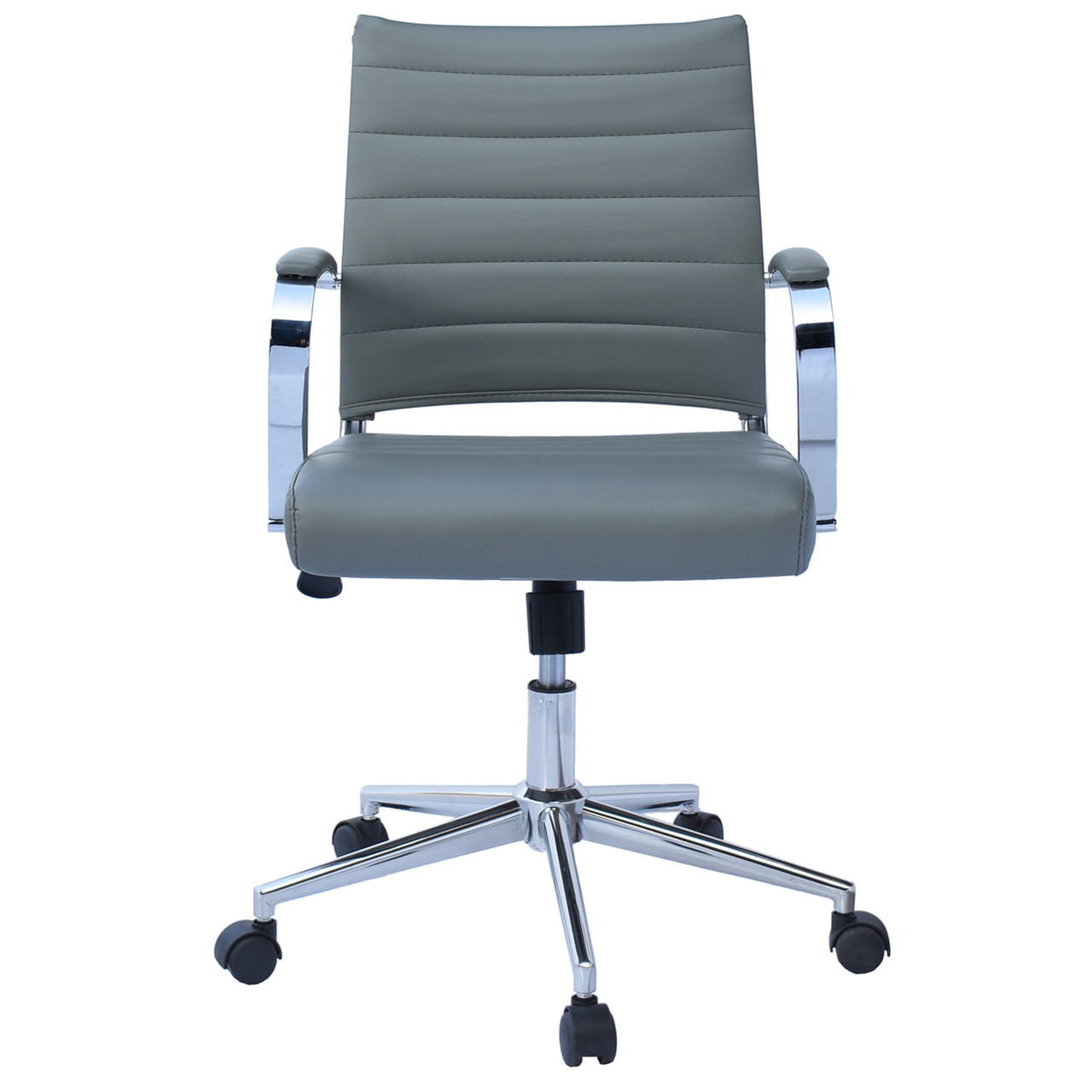 Mid Back Ribbed With Arms Leather Office Chair - 2xhome - Modern and ...