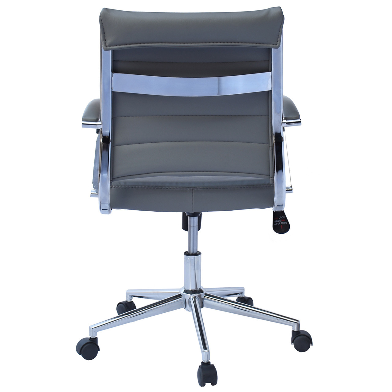 Mid Back Ribbed With Arms Leather Office Chair - 2xhome - Modern and ...