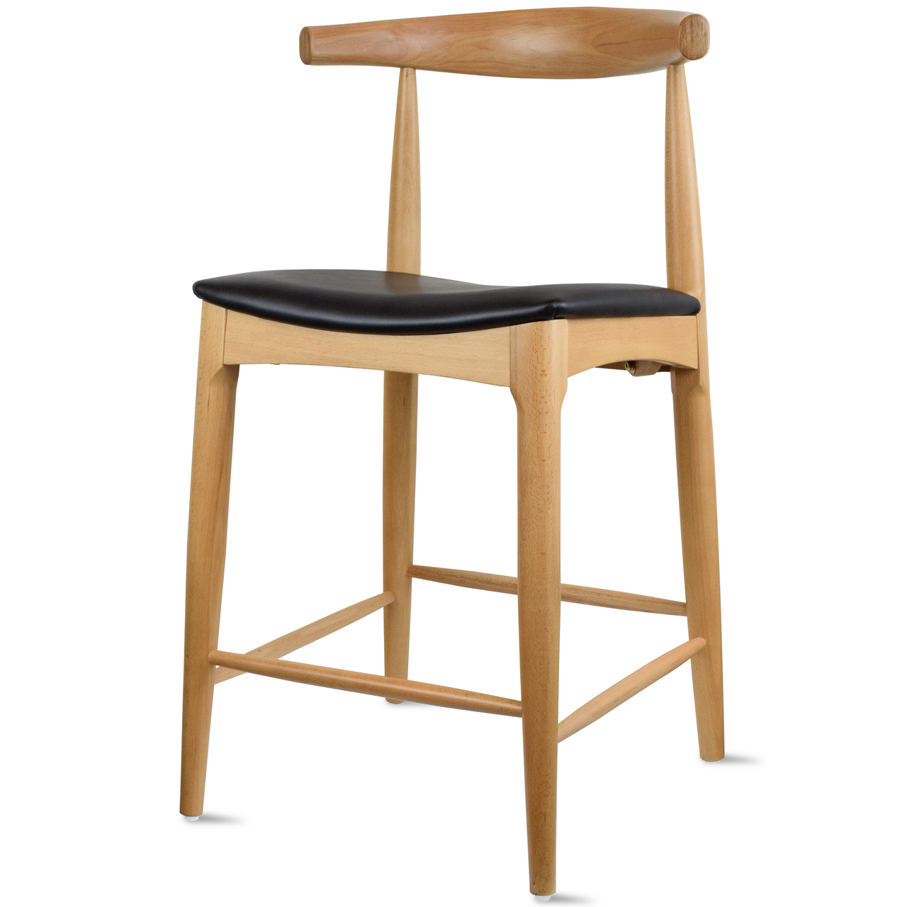 2xhome Solid Wood Farmhouse Counter Stool with PU Leather Cushion Seat ...