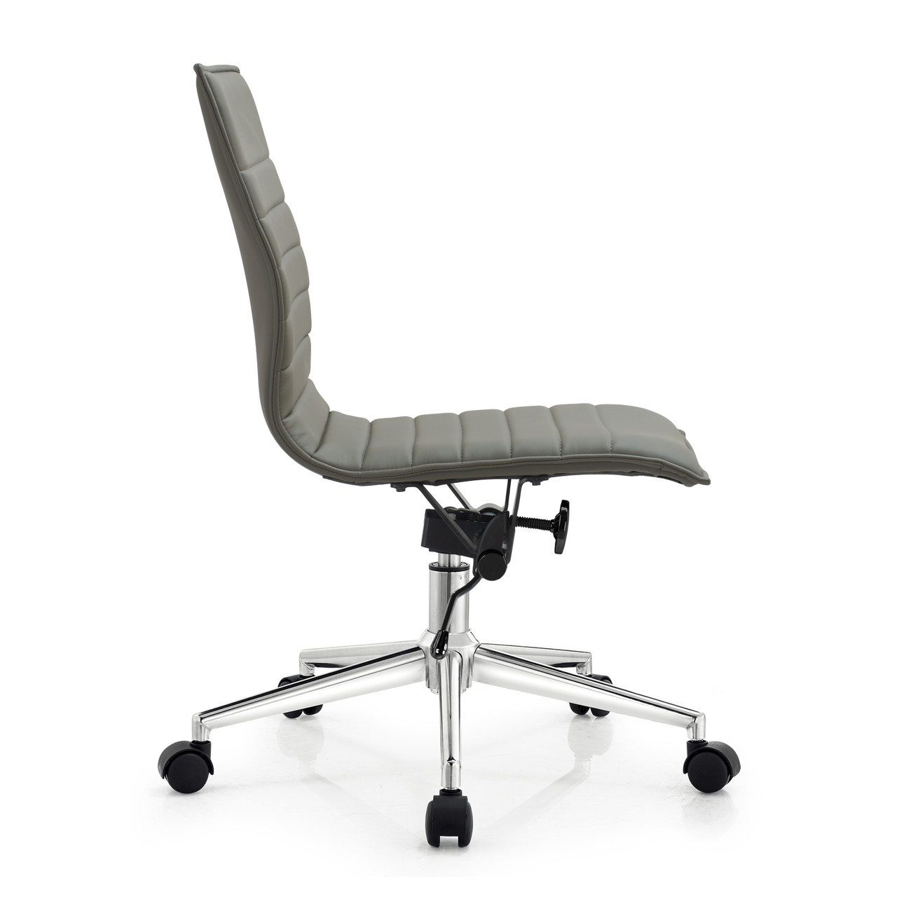 Modern Desk Chair Mid Back Ribbed PU Leather Office Conference Task ...