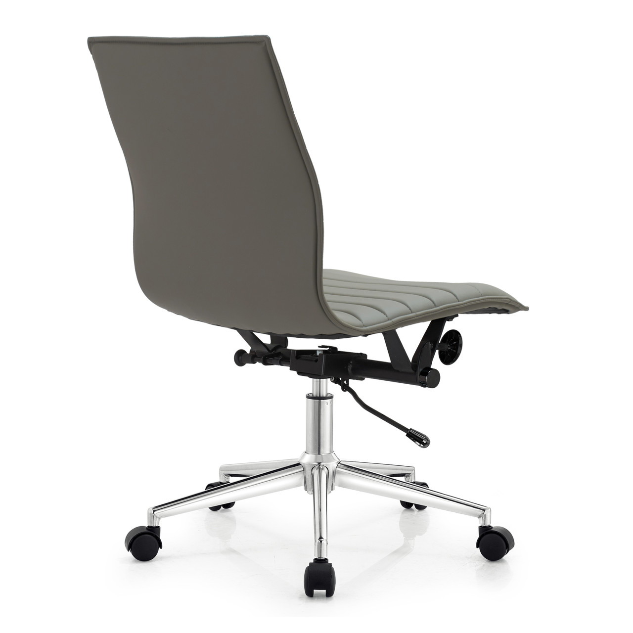Set Of 2 Desk Chair Mid Back Ribbed PU Leather Office Conference Task ...