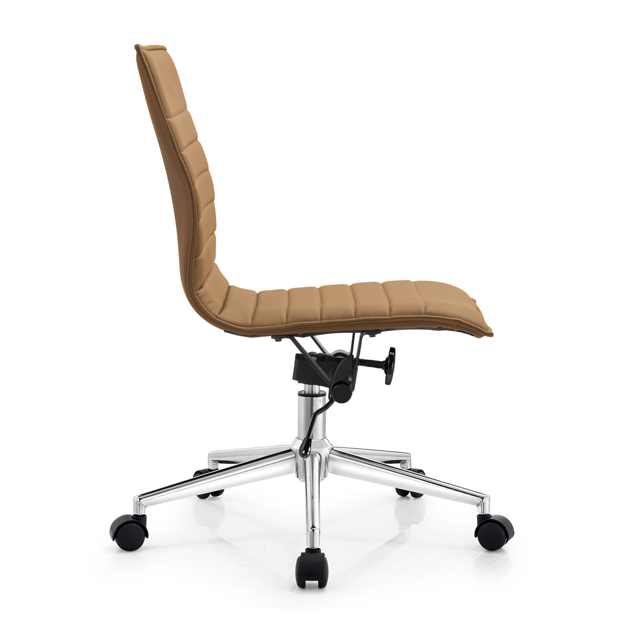 Set Of 2 Desk Chair Mid Back Ribbed PU Leather Office Conference Task ...
