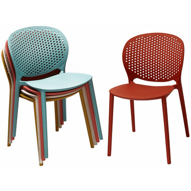 Modern Pool Patio Chair, Plastic Armless Dining Side Chair For Indoor ...