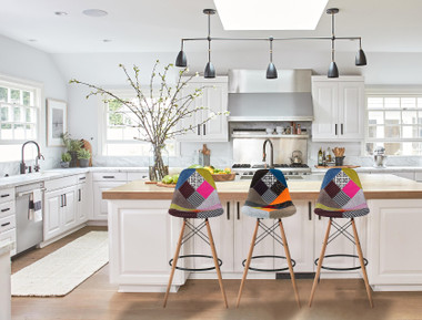 EIFFEL Natural Wooden Leg Patchwork Bar Stool 26" or 29" Seat Height ...