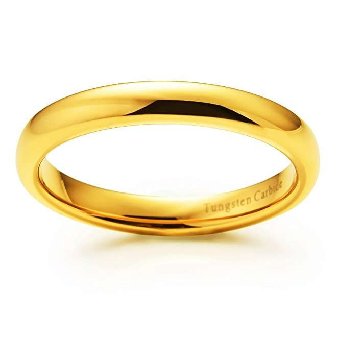 3mm Women's Tungsten Wedding Band 18K Yellow Gold Plated