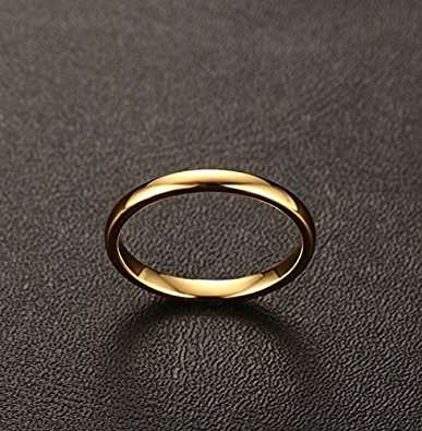3mm Women's Tungsten Wedding Band 18K Yellow Gold Plated