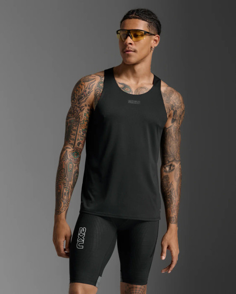 2XU Light Speed Tech Singlet - Black/Black Reflective - MyTriathlon