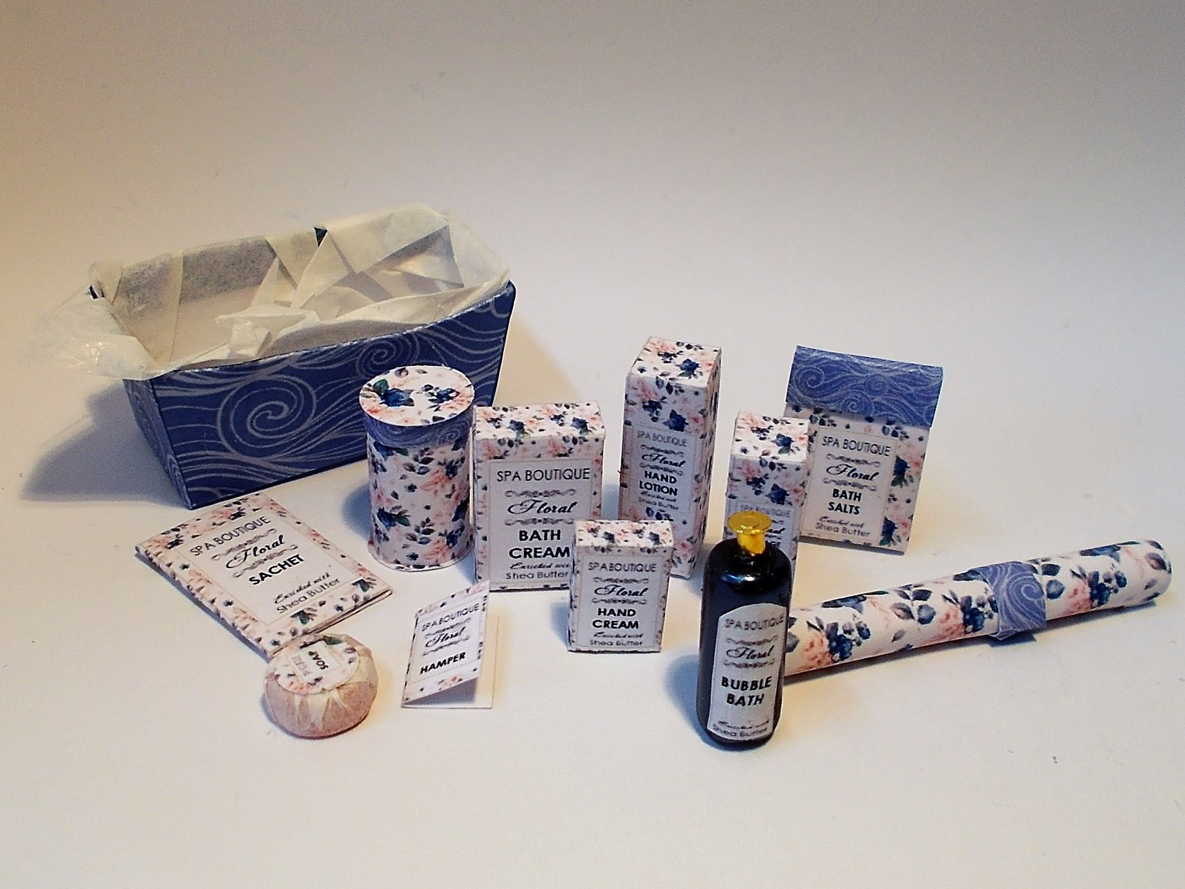 Spa Boutique-Floral Hamper of Toiletries - ZENA'S MINIATURES
