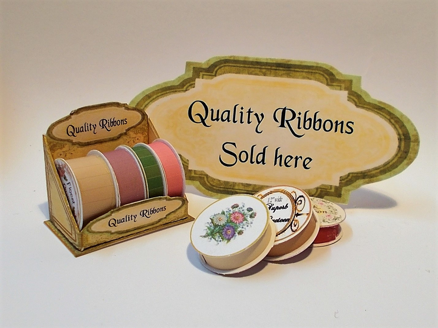 Kit - Quality Ribbons Display Stand & 8 ribbon reels - ZENA'S MINIATURES