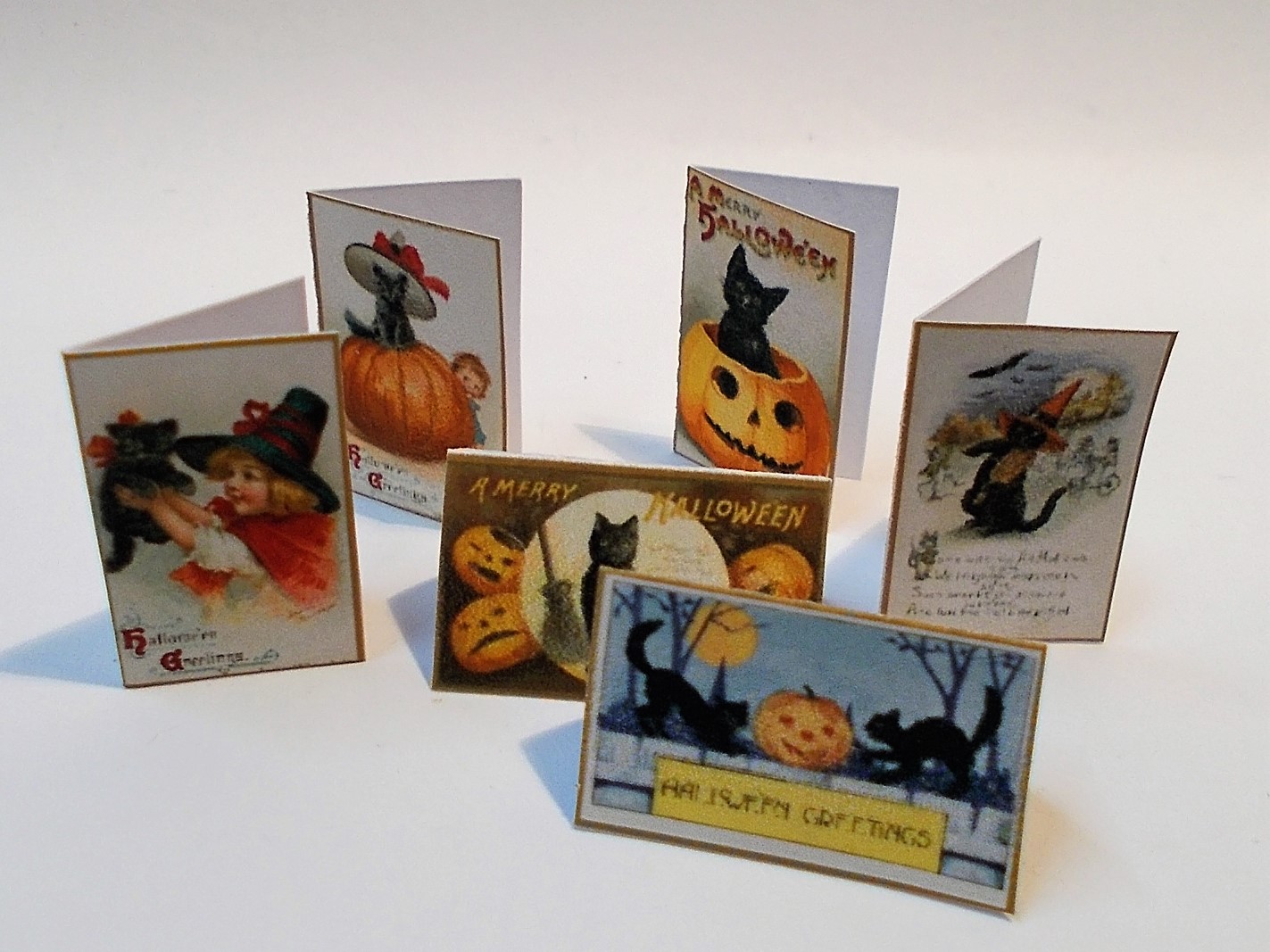 Halloween Black Cat Greetings card Box set - ZENA'S MINIATURES