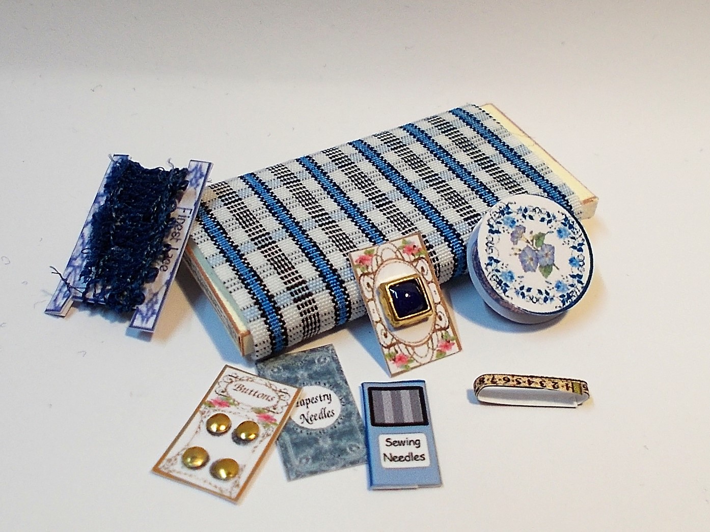 Haberdashery Set in blue tones,fabric,ribbon,pins & more - ZENA'S ...