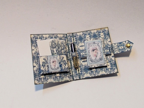 Blue Toile notelet stationery set/book with pen - ZENA'S MINIATURES