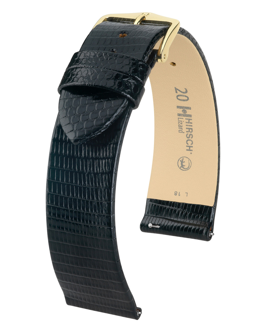 HIRSCH LIZARD Genuine Lizard Watch Brand 01766050-1-18mm Black ...