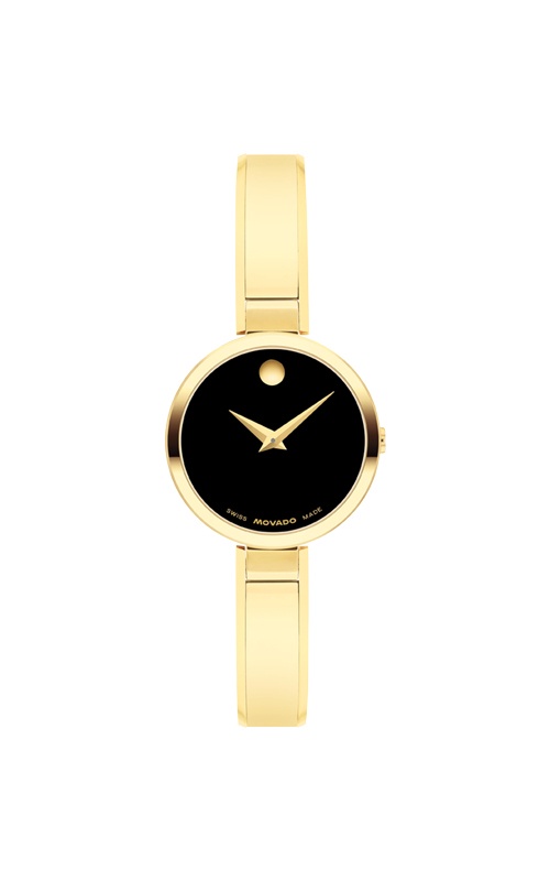 Movado Moda Gold Black Dial 24mm 0608013 - Saltzman's Watches