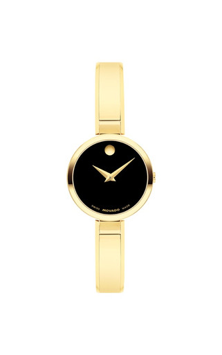 Movado Moda Gold Black Dial 24mm 0608013 - Saltzman's Watches