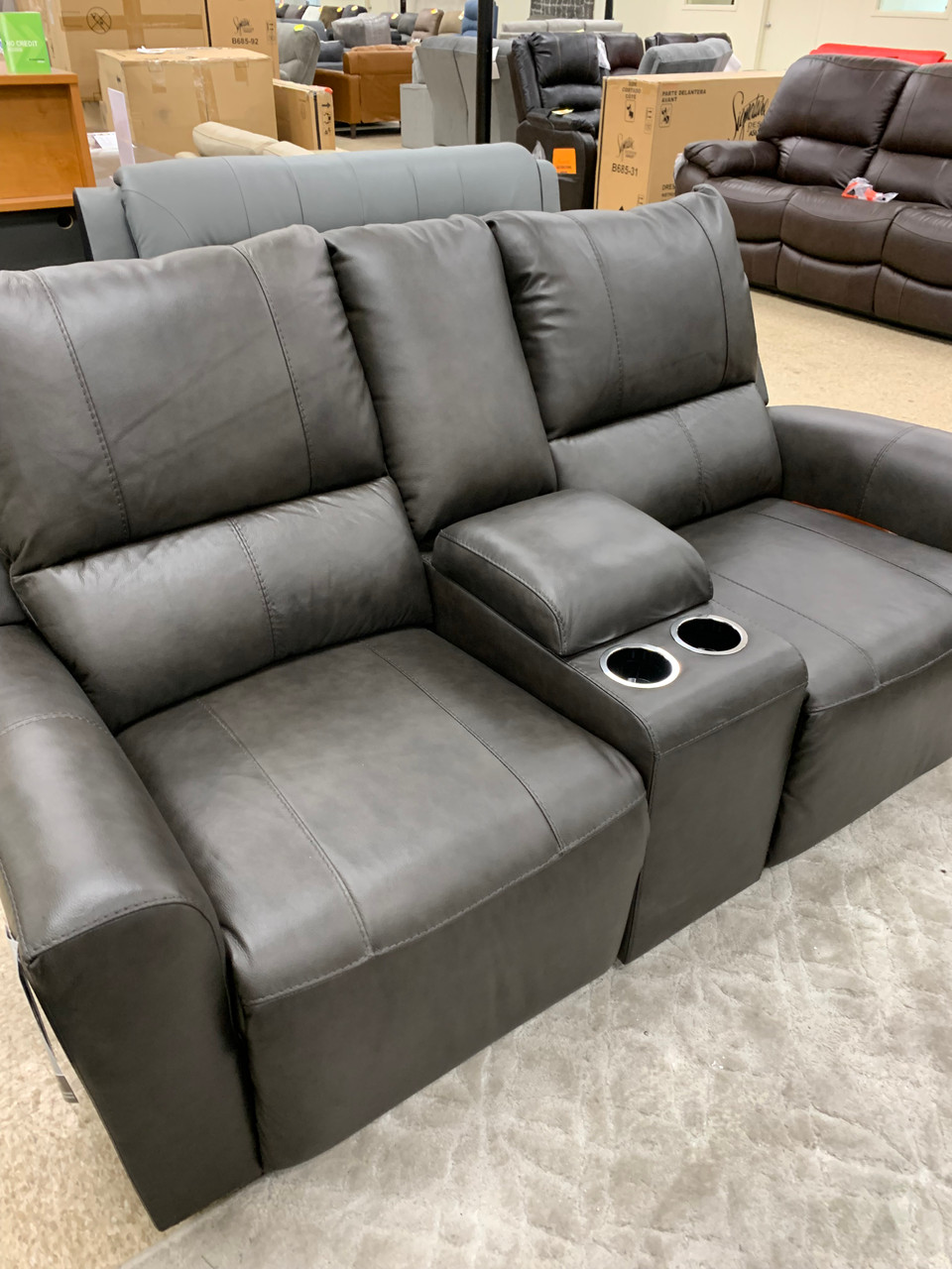 Gray Genuine leather power sofa Set! - Ressler Furniture LLC