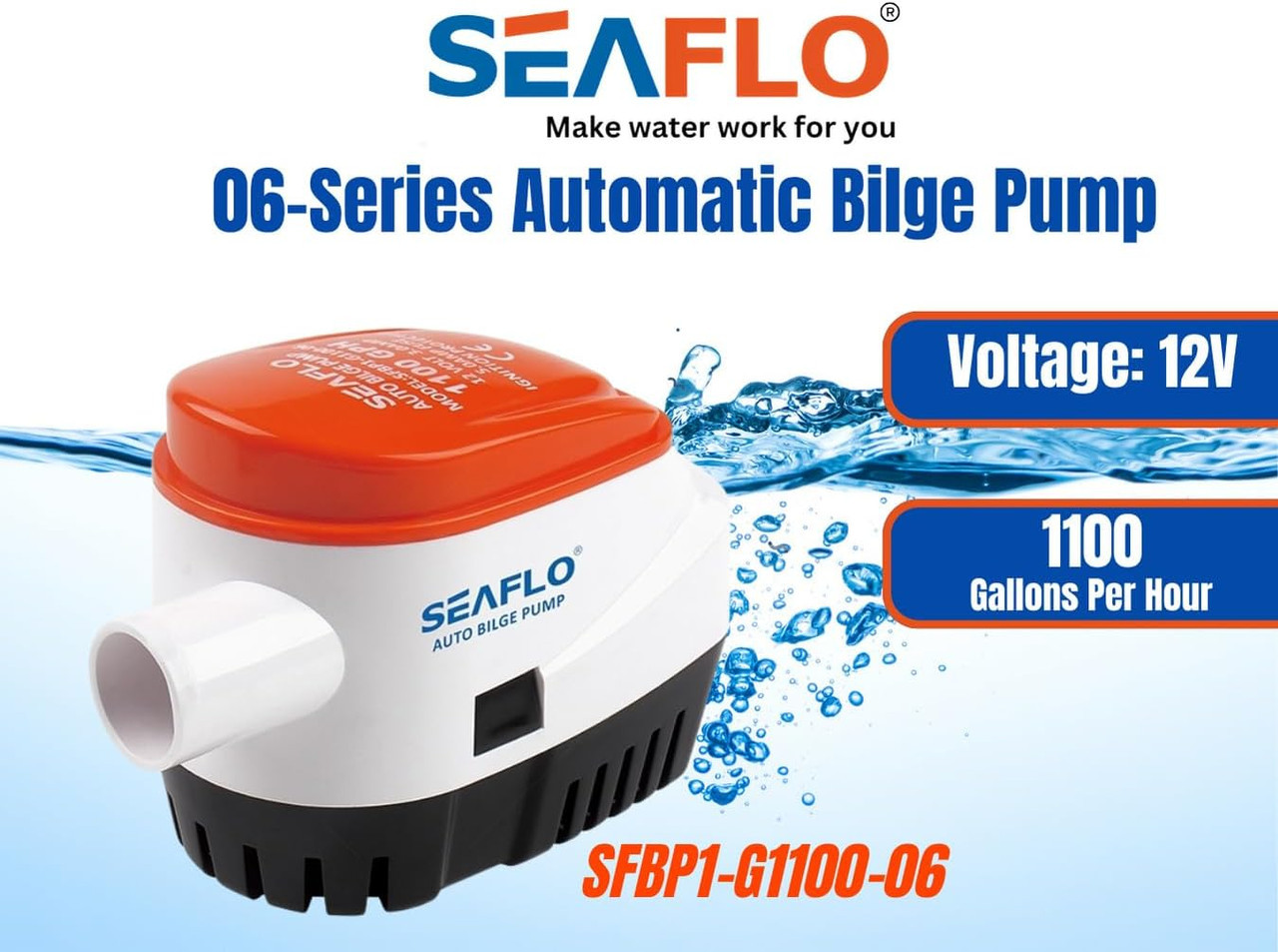 SEAFLO 06-Series Automatic Bilge Pump (12V | 1100GPH)