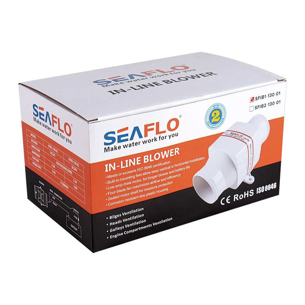 SEAFLO 01-Series 3" In-Line Bilge Blower w/Quiet Operation Low Amp Draw ...