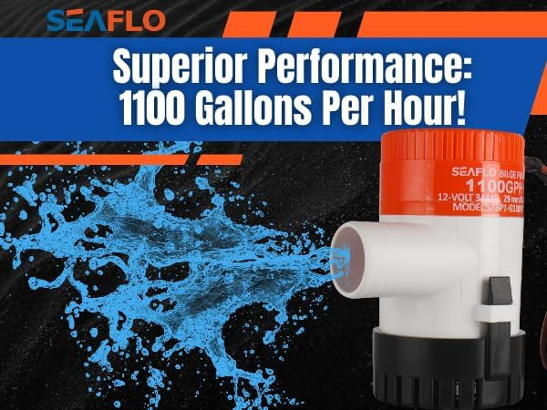 SEAFLO 01-Series 1100 GPH Submersible Marine Boat Electric Bilge Pump ...